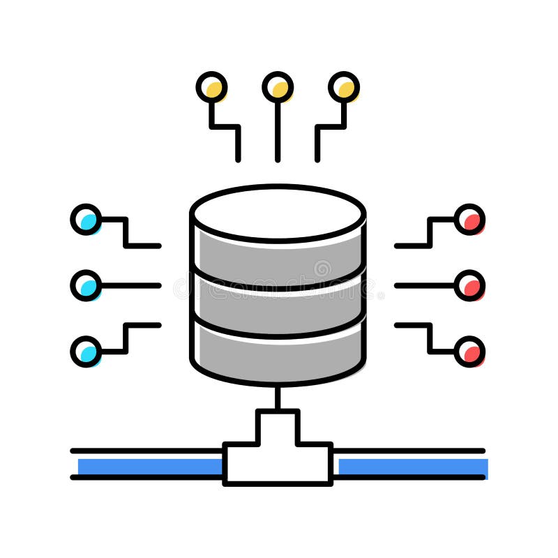 Electronic Connection Digital Processing Color Icon Vector Illustration ...