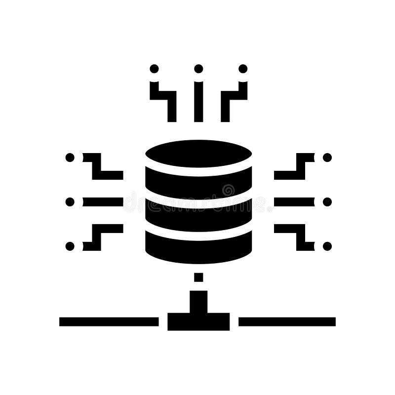 Electronic Connection Digital Processing Glyph Icon Vector Illustration ...