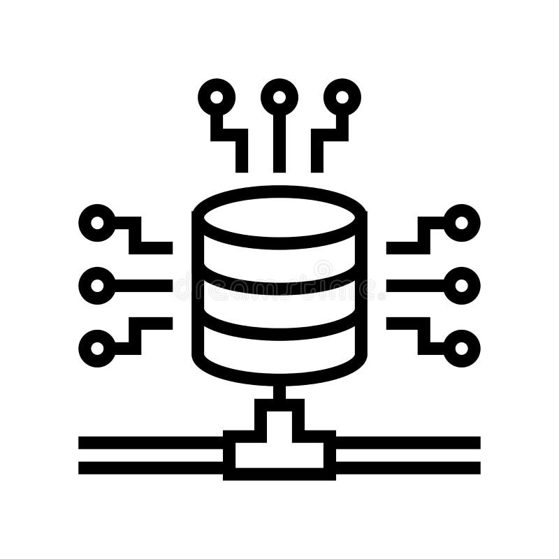 Electronic Connection Digital Processing Line Icon Vector Illustration ...