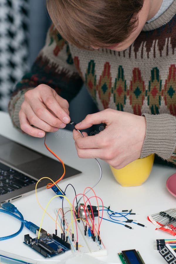 Electronic Construction in Inventor Workshop Stock Image - Image of ...