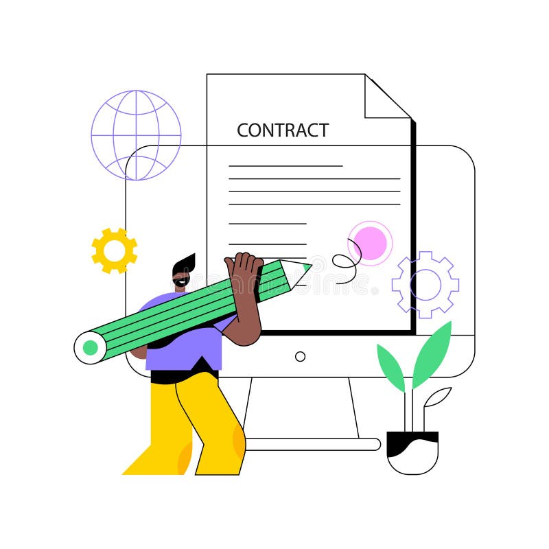 Electronic Contract Abstract Concept Vector Illustration. Stock Vector ...
