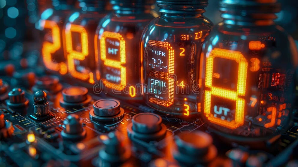 Electronic Control Panel with Binary Code. Futuristic Stock ...