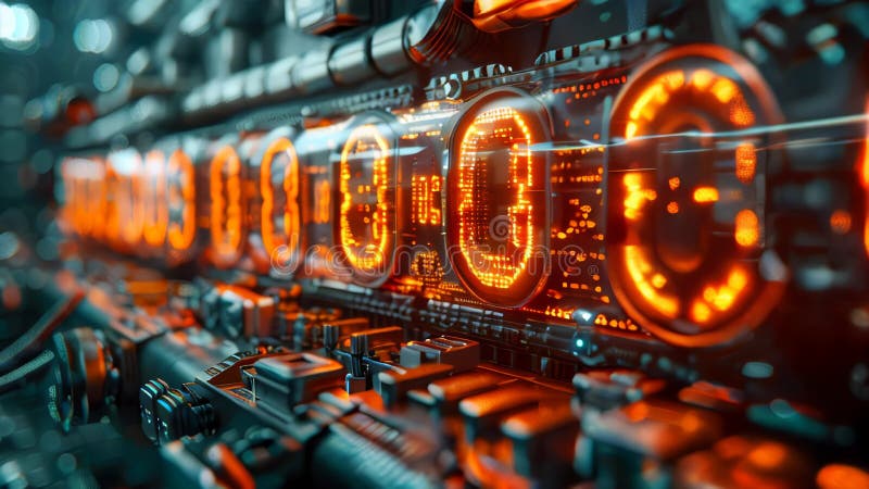 Electronic Control Panel with Binary Code. Futuristic Technology Stock ...