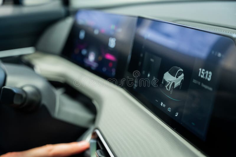 Electronic Control Panel of a Modern Car. Stock Image - Image of ...