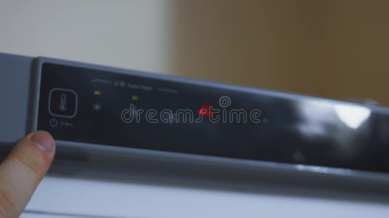 Electronic Control on a Touch Panel of a Freezer. Alert Indicator ...