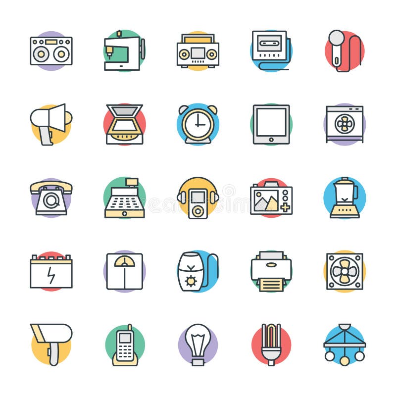 Electronic Cool Vector Icons 5 Stock Illustration - Illustration of ...