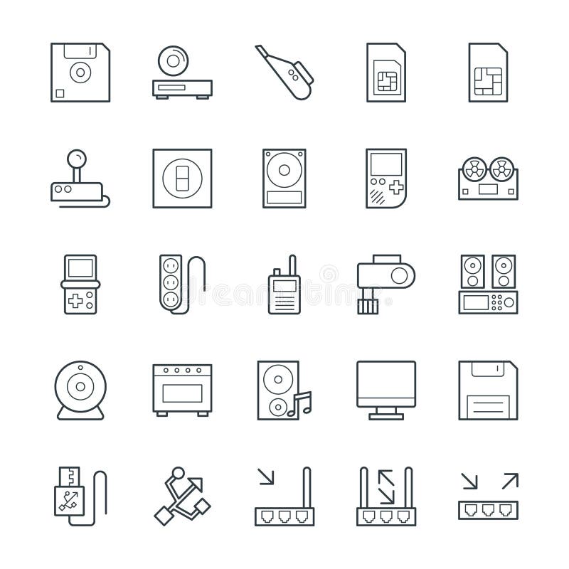 Electronic Cool Vector Icons 7 Stock Illustration - Illustration of ...