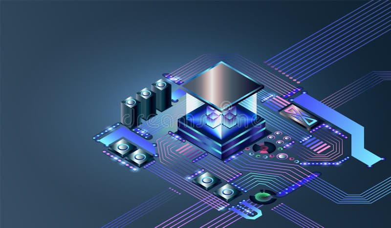 Motherboard Technology Futuristic Abstract White Background. Digital ...