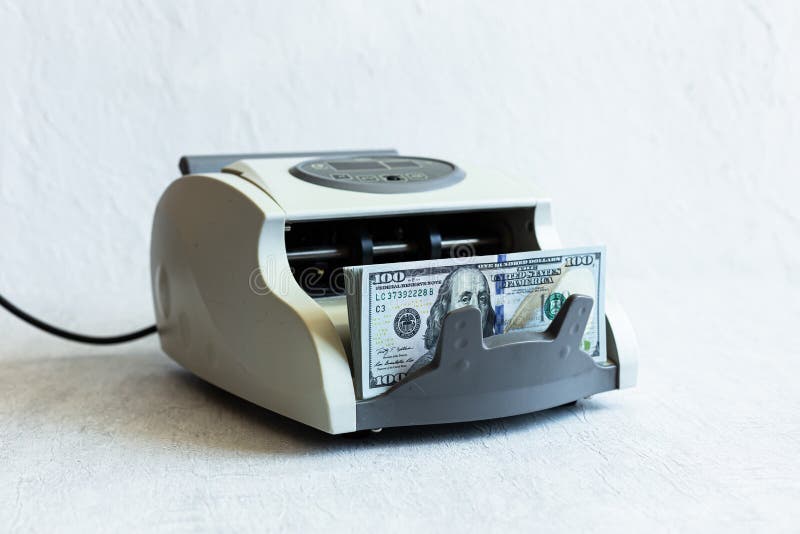 Electronic Currency Counter Isolated on White Stock Image - Image of ...