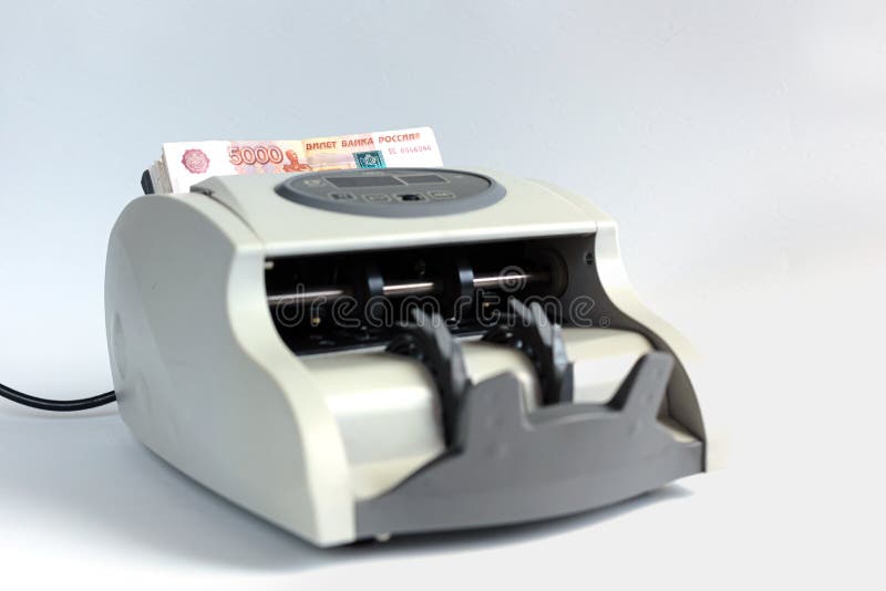 Electronic Currency Counter Isolated on White Stock Photo - Image of ...