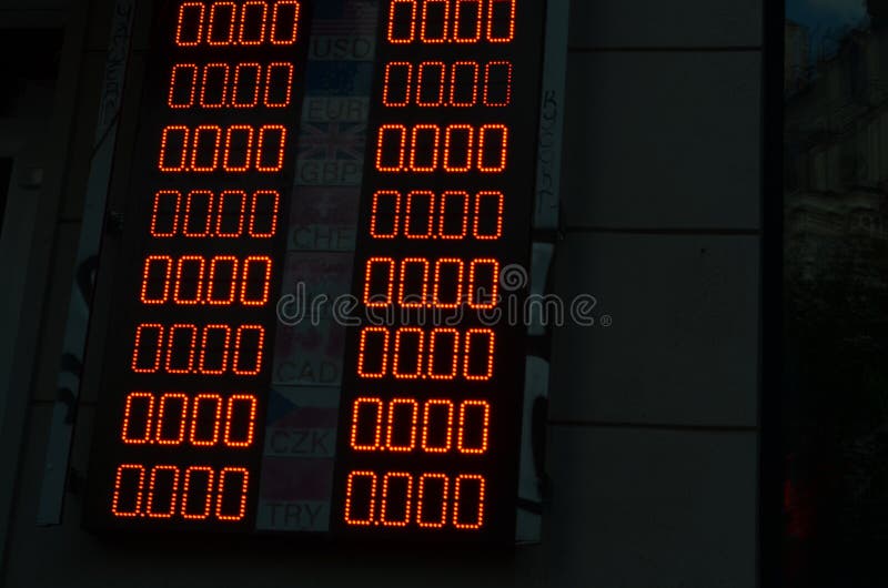 Currency Exchange Rate Display Kyiv Stock Photo - Image of light, line ...