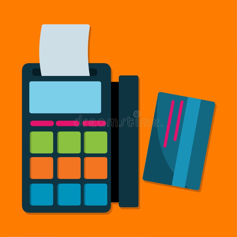 Electronic Data Capture Machine with Card Vector Illustration Stock ...