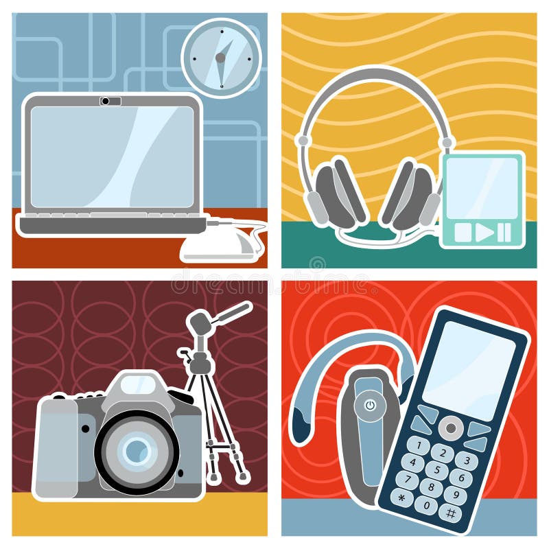Electronic Object Icon Set Vector Stock Vector - Illustration of symbol ...