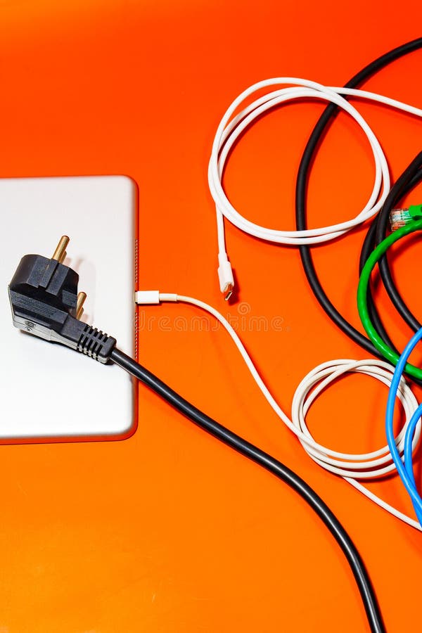 Electronic Device Bunch Colorful Wires Top Orange Table Stock Photos ...