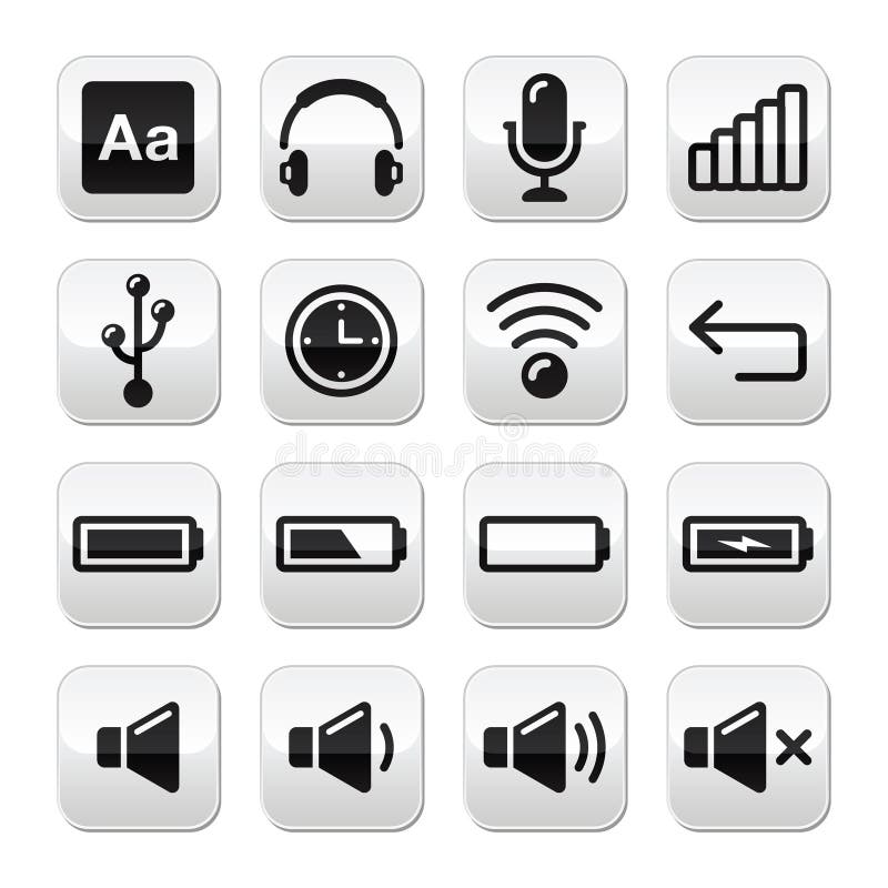 Electronic Device / Computer Software Buttons Set - Stock Illustration ...
