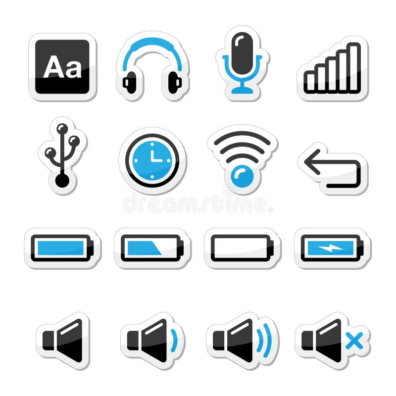 Electronic Device / Computer Software Icons Set As Labels Stock ...