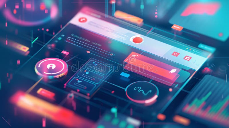 Electronic Device Displaying a Red Circle on the Screen Stock ...