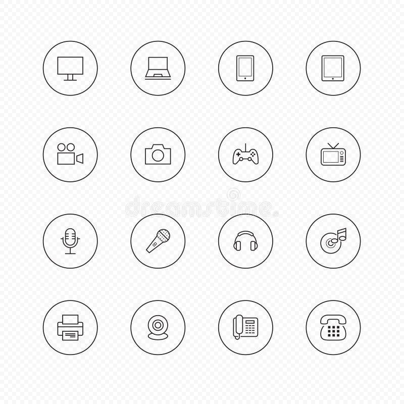 Electronic Device Icons with Circle on White Background - Vector ...
