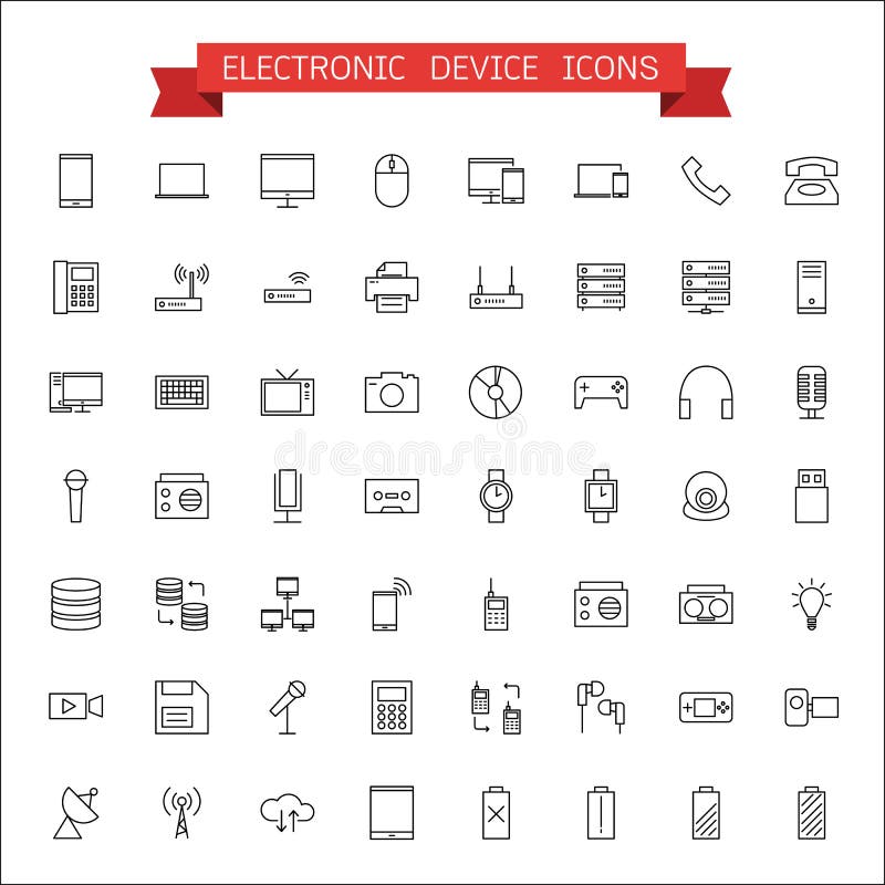 Electronic device icons stock vector. Illustration of communication ...