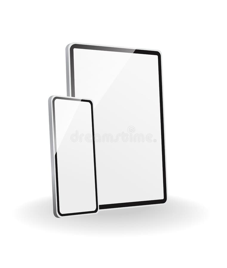 Electronic Device Mockup. White Tablet and Smartphone. New Version of ...