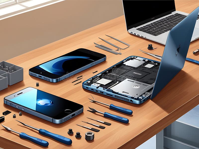 Electronic Device Repair Tools and Disassembled Components Stock ...