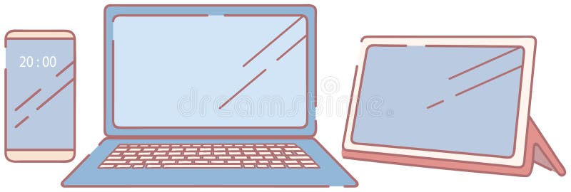 Electronic Devices with Blank Screens. Desktop Computer, Tablet Pc ...