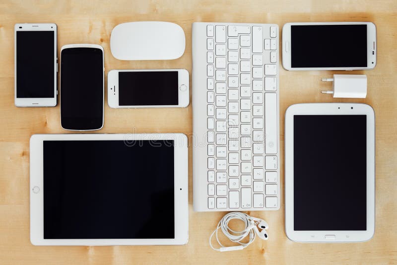 3 Different Sizes of Tablets PC with Smartphone Stock Photo - Image of ...