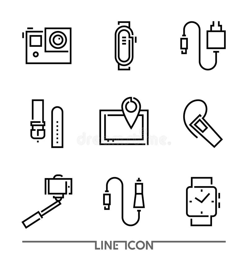 Set of Mobile Accessories Icons on Blue Background Stock Illustration ...