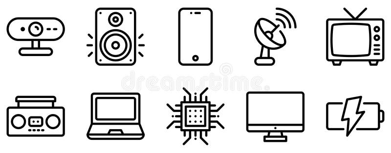 Electronic Devices Icon Set Sleek Line Style Collection for Modern ...