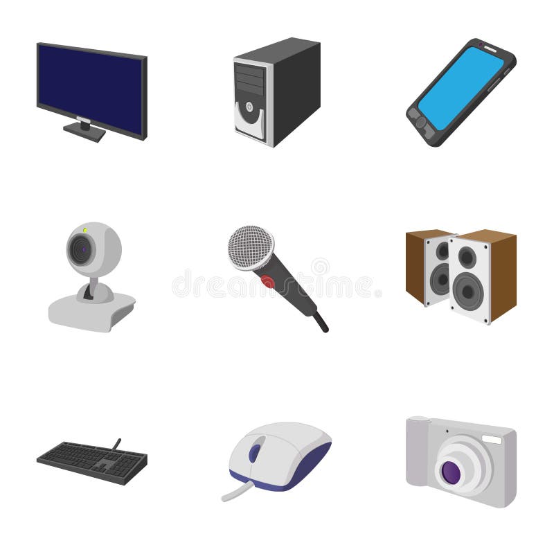 Cartoon electronic devices stock illustration. Illustration of devices ...