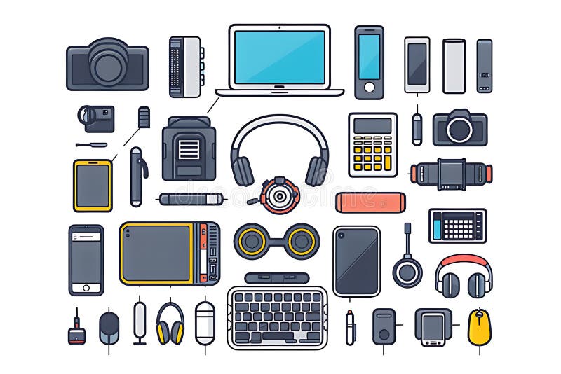 Electronic Devices Icons Set Stock Image - Image of gadgets, gear ...