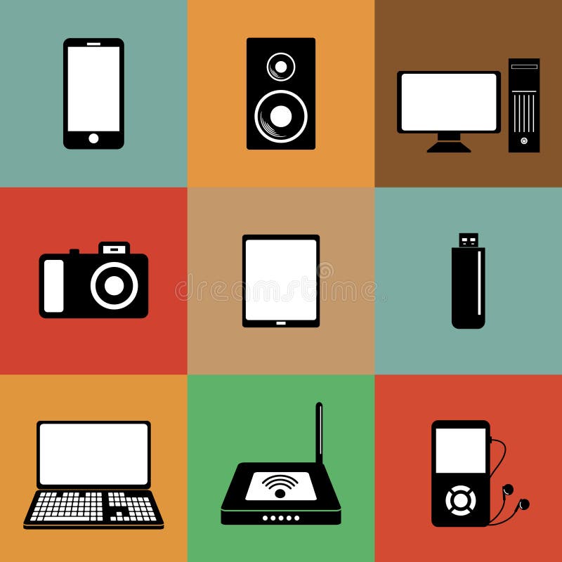 Electronic devices icons stock illustration. Illustration of port ...