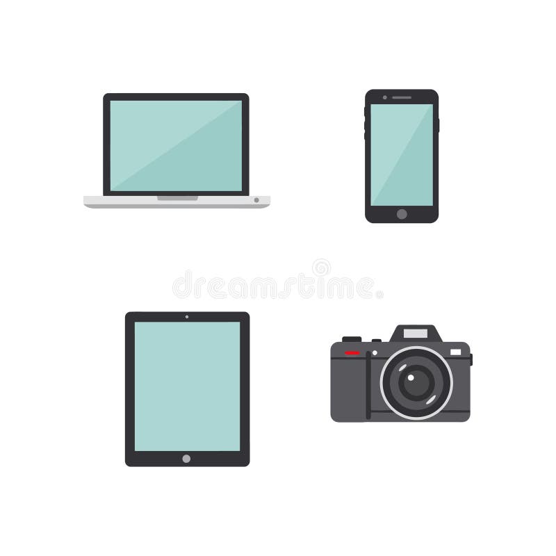 Electronic Devices Including Laptop Smartphone Tablet and Camera Flat ...