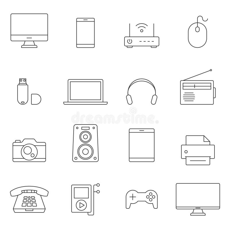 Set of electronic devices stock vector. Illustration of data - 31500503