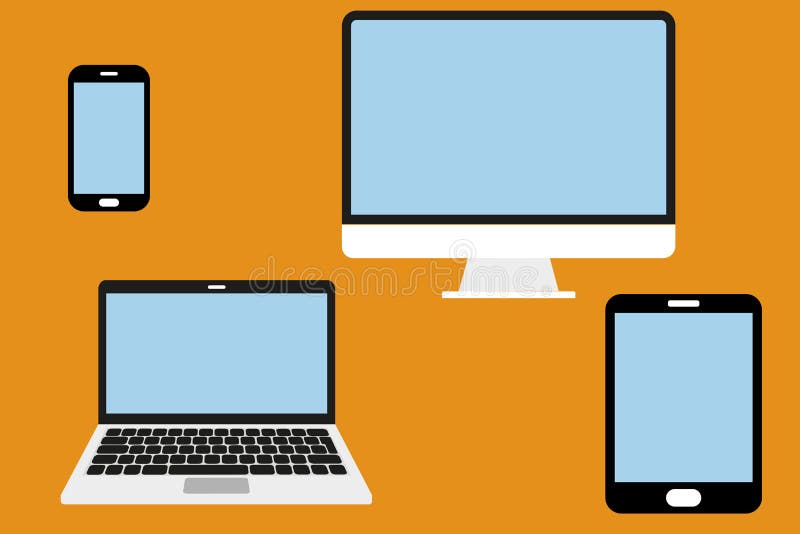 Electronic Devices from Phone To Tablet To Desktop Computer Stock ...