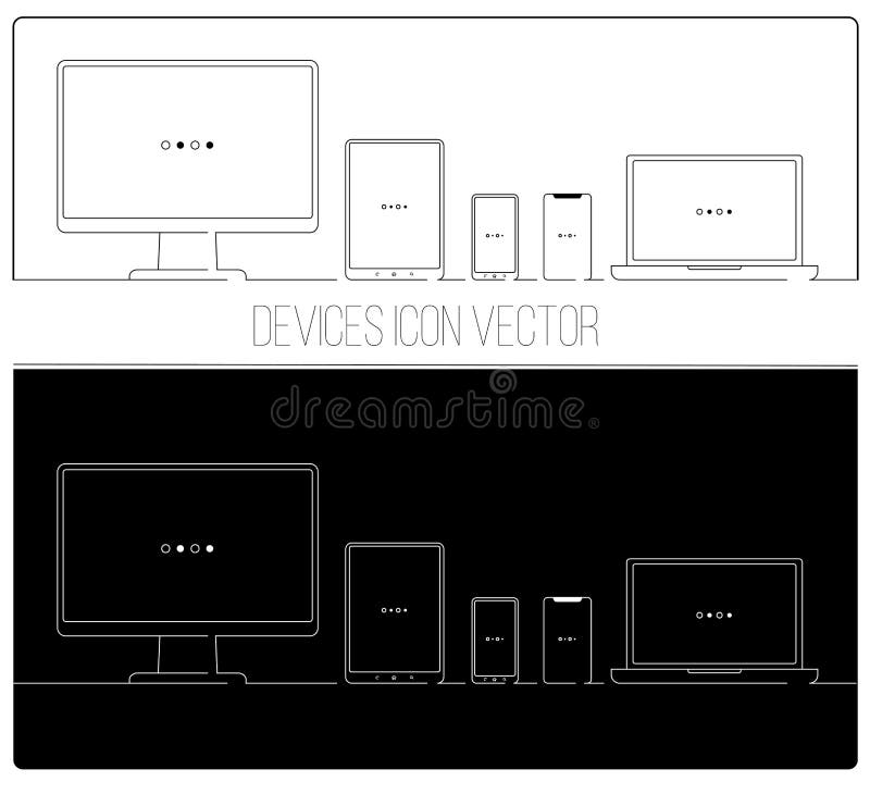 Electronic Devices Thin Line Icons Stock Vector - Illustration of ...
