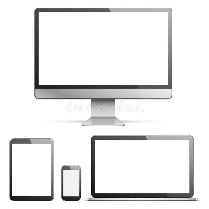 Electronic Devices with White Screens Stock Vector - Illustration of ...