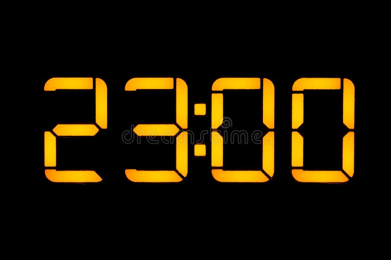 Electronic Digital Clock with Orange Numbers on a Black Background ...
