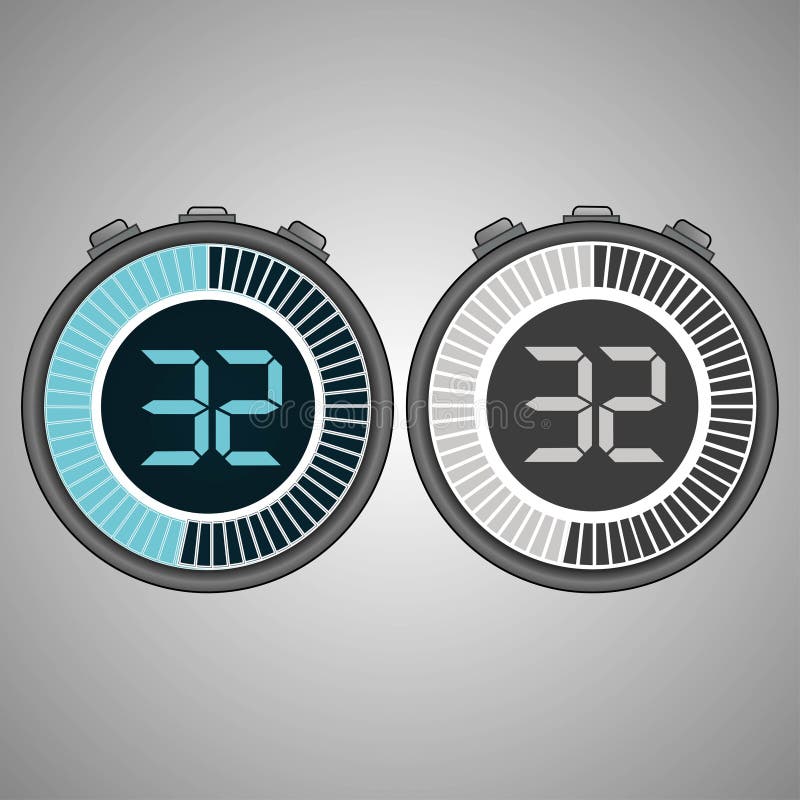 Electronic Digital Stopwatch 32 Seconds Stock Illustration ...