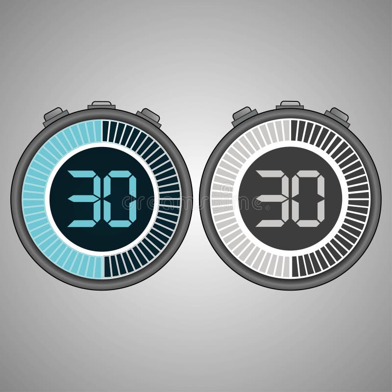 Electronic Digital Stopwatch 30 Seconds Stock Illustration ...