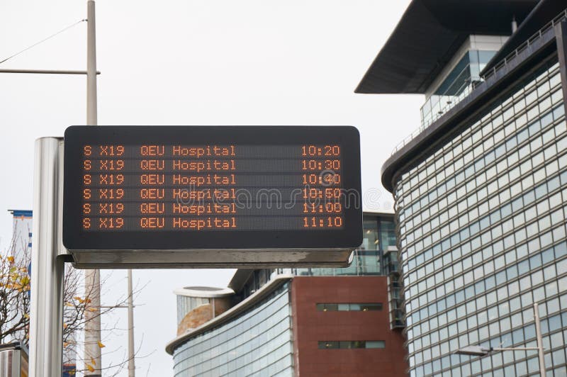 Bus Stop Electronic Timetable Display. TFL London Stock Photo - Image ...
