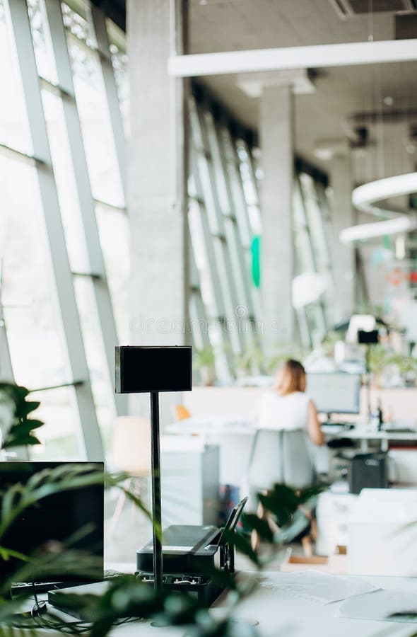 Electronic Display Information Bank Office Cash Desk Stock Photo ...