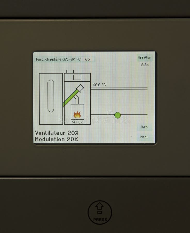 Display Panel of a Wood Pellet Boiler Stock Image - Image of electronic ...