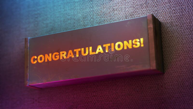 Electronic Display Showing Red Light Message Congratulations Stock ...