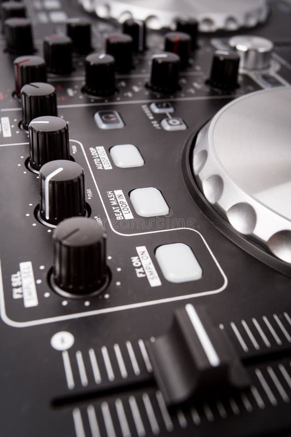 Electronic DJ Mixer Close Up Stock Photo - Image of mixer, blue: 33596442