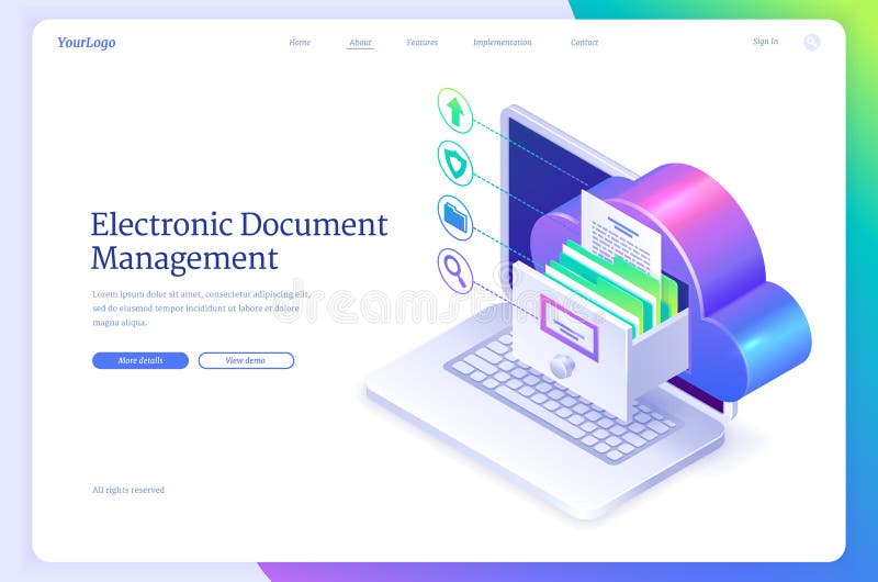 Electronic Document Management Vector Banner Stock Vector ...