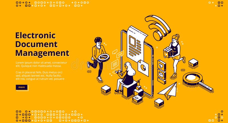 Electronic Document Management Vector Banner Stock Vector ...