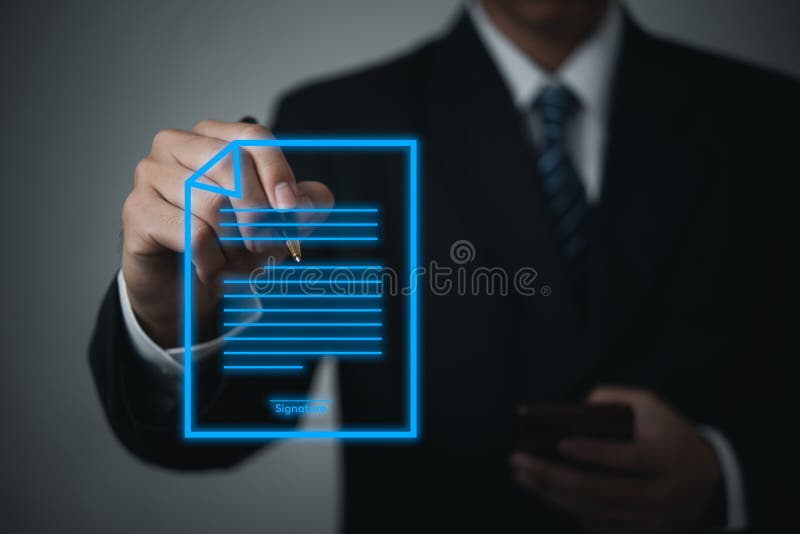 Electronic Document Signature Concept , Digital Document Hologram ...