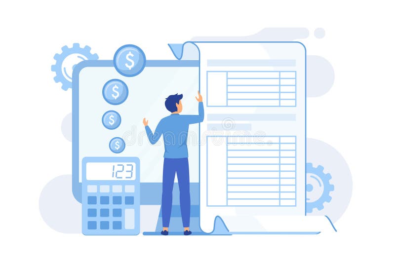 Electronic Documentation. Man with Registration Stock Vector ...