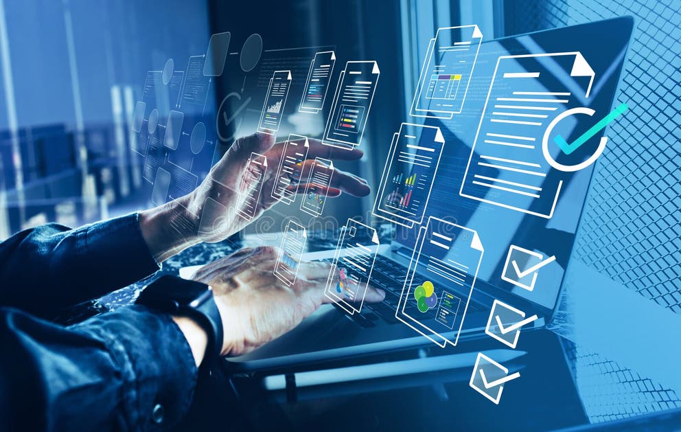 Electronic Documents with Automation Management System.digital Transformation Concepts Stock ...